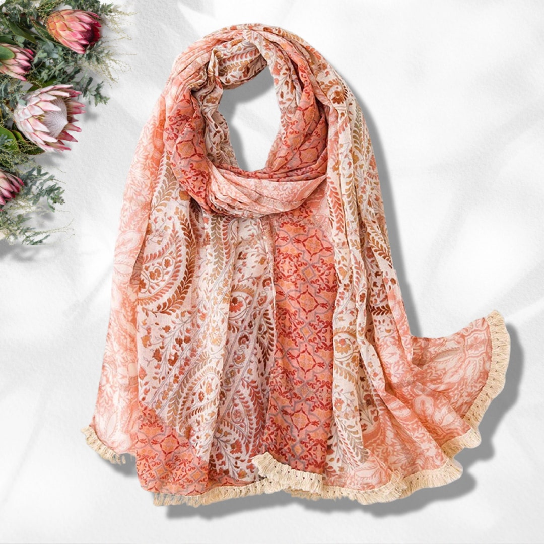 Peach Scarf Ivory Scarf Summer Wrap Coral Scarves Shawl Soft Women ...