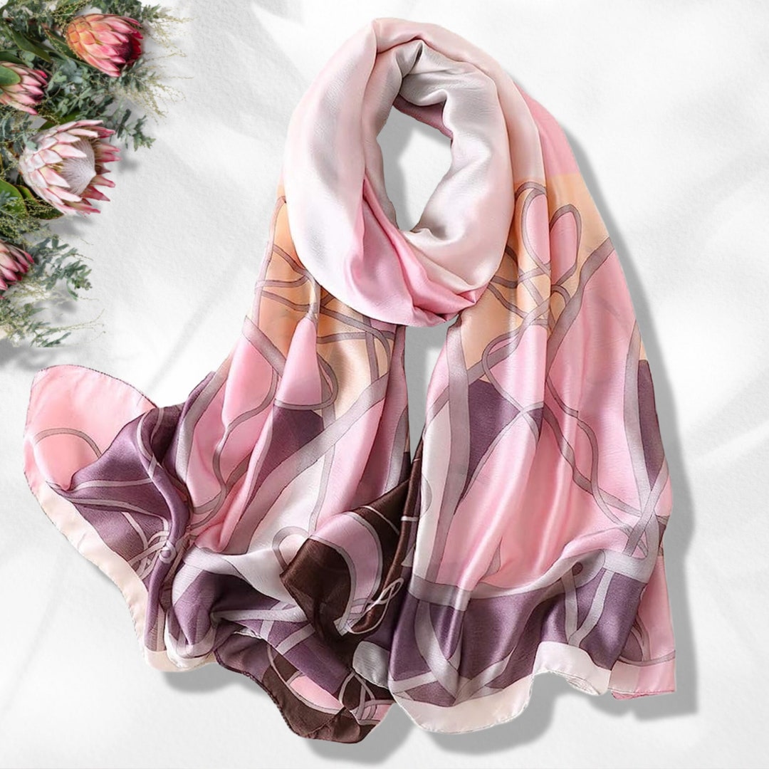 Pink Silk Scarf Women Silk Shawl Infinity Scarf Women Scarves Summer ...