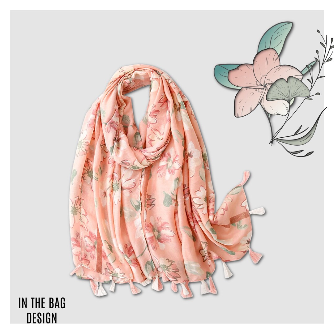 Blush Pink Scarf Leaf Summer Personalized Gift Scarves Wrap - Etsy