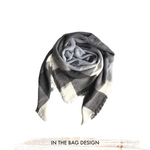 Light Blue & Gray Blanket Scarf / Personalized Scarf / - Etsy