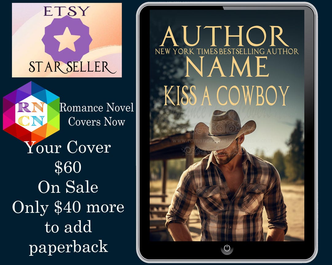 Kiss a Cowboy: Western Romance Book Cover, Premade Book Cover ...