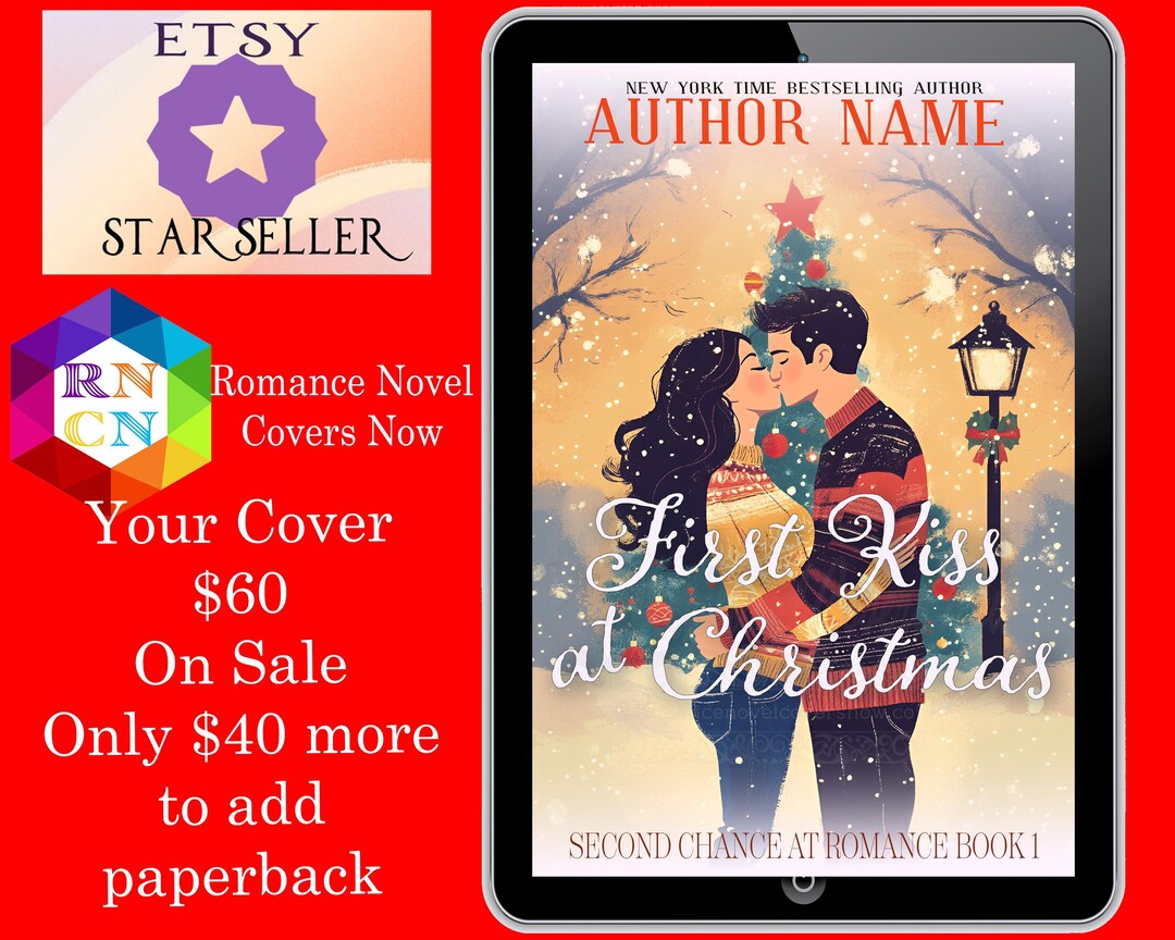 First Kiss at Christmas: Romance Book Cover Indie Authors Budget Covers, Christmas Cover, Sweet ...