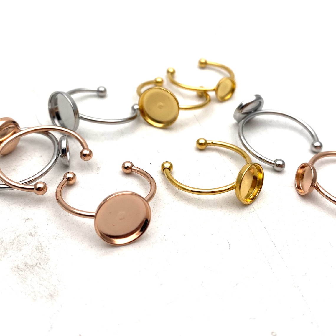 10/50pcs DEEP Round Edged Open Stainless Steel Bezel Cup Ring Blank ...