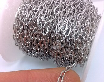Stainless Steel Flat Cable Chain Oval Link Jewelry Making You | Etsy