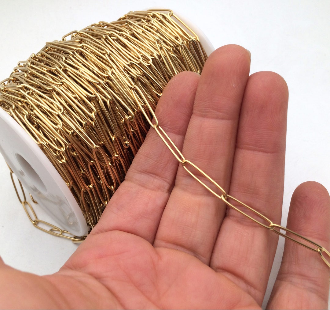 5/20 Meters 18K Plated 4x20mm Stainless Steel Long Oval Cable Link ...