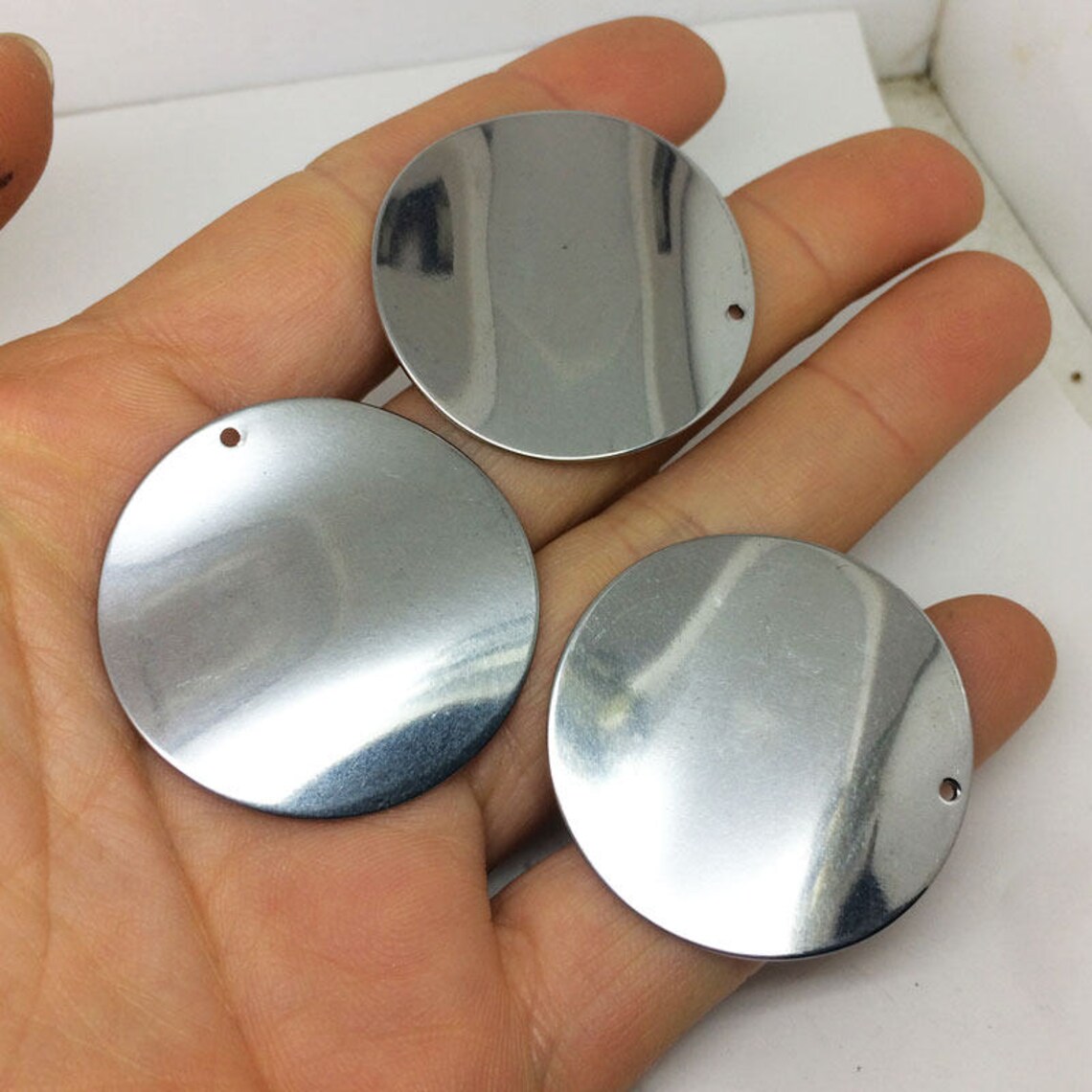 10/50pcs 36mm Big Polished Stainless Steel Round Wavy Disc - Etsy