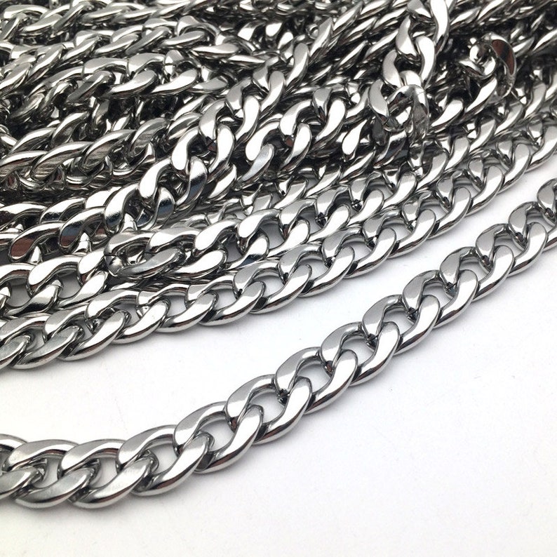 1/5 Meters Beveled Flat Curb Stainless Steel Chain 11.5x16mm 3.0mm ...