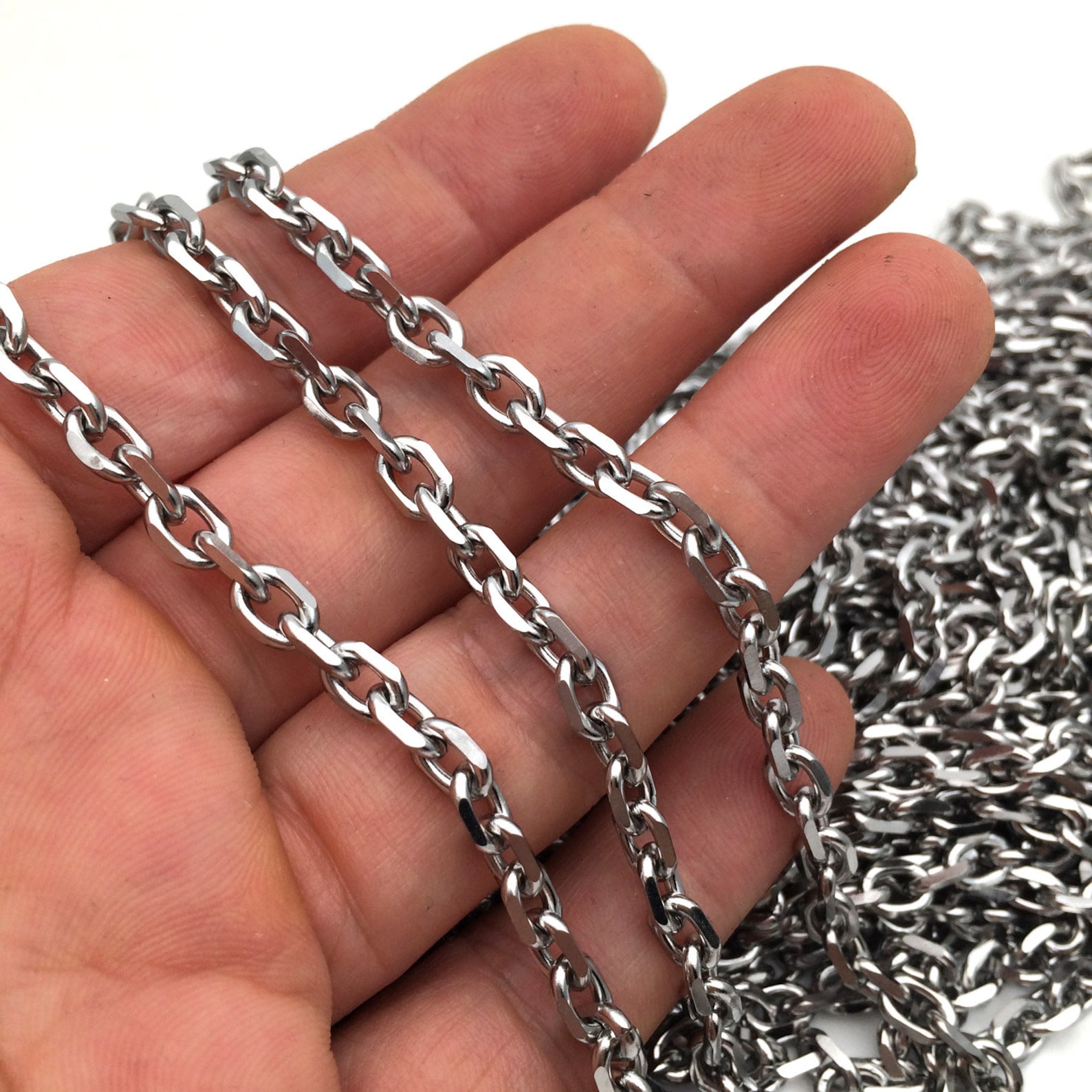 10/50meters Big 5x7mm Stainless Steel D/C Drawn Cable Chain - Etsy