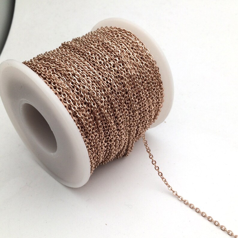 Real Rose Gold Plated Over Stainless Steel Flat Cable Chain | Etsy