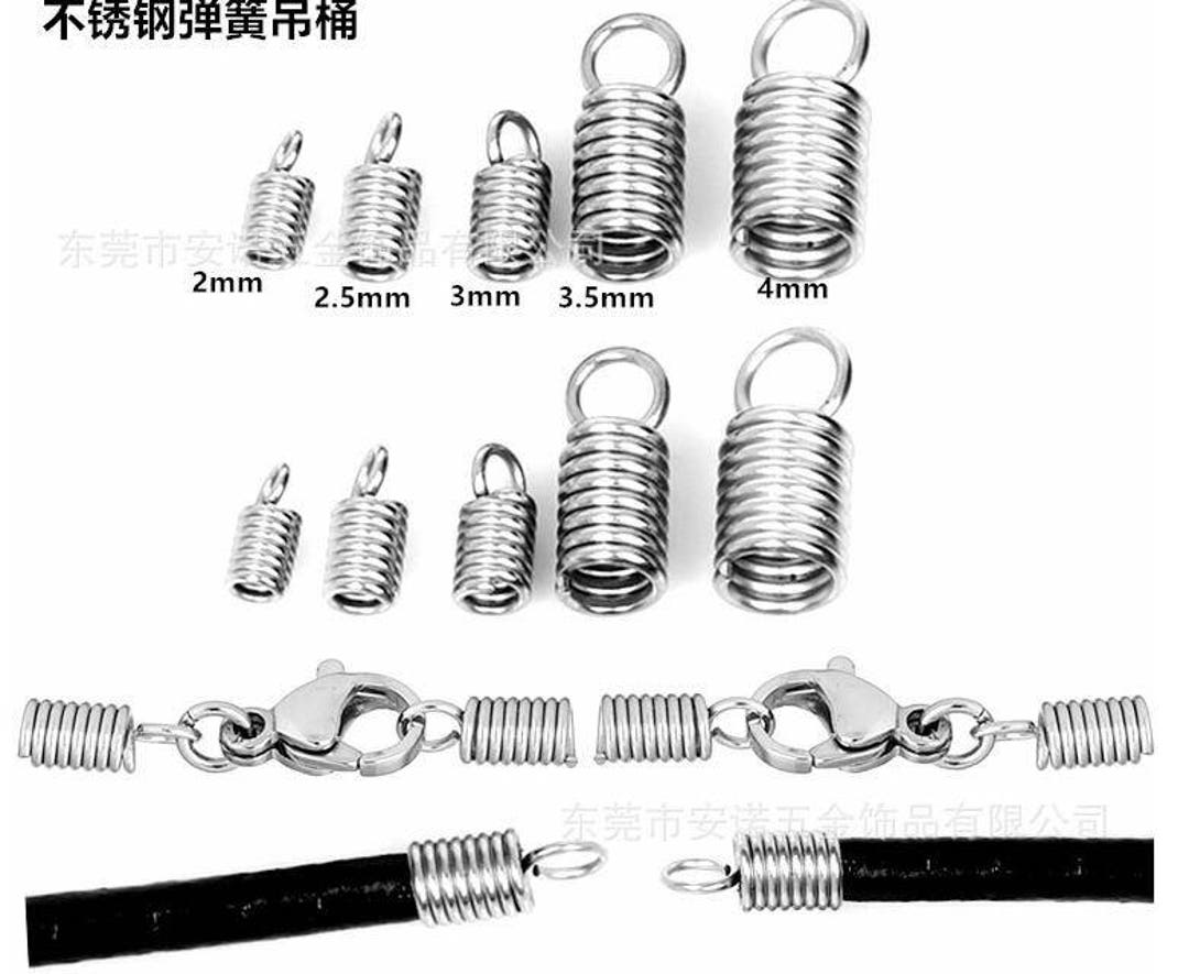 300pcs Stainless Steel Cord End Tipfindings With Loop for 2/2.5/3.0/3.5 ...