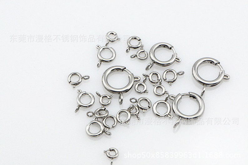 50 PCS Stainless Steel Spring Ring Clasp With Open Loop From - Etsy
