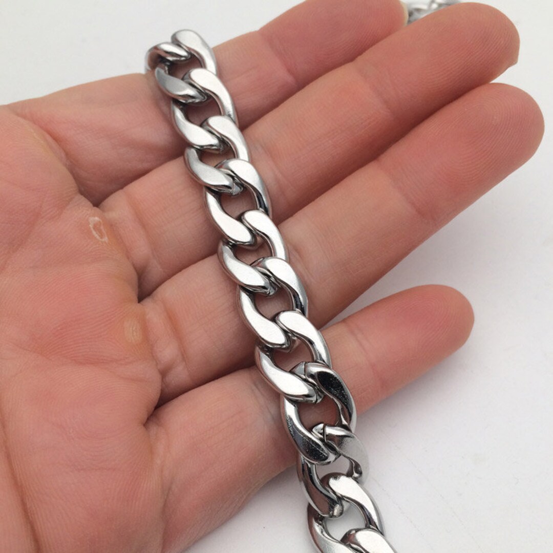 1/5 Meters Beveled Flat Curb Stainless Steel Chain 11.5x16mm 3.0mm ...
