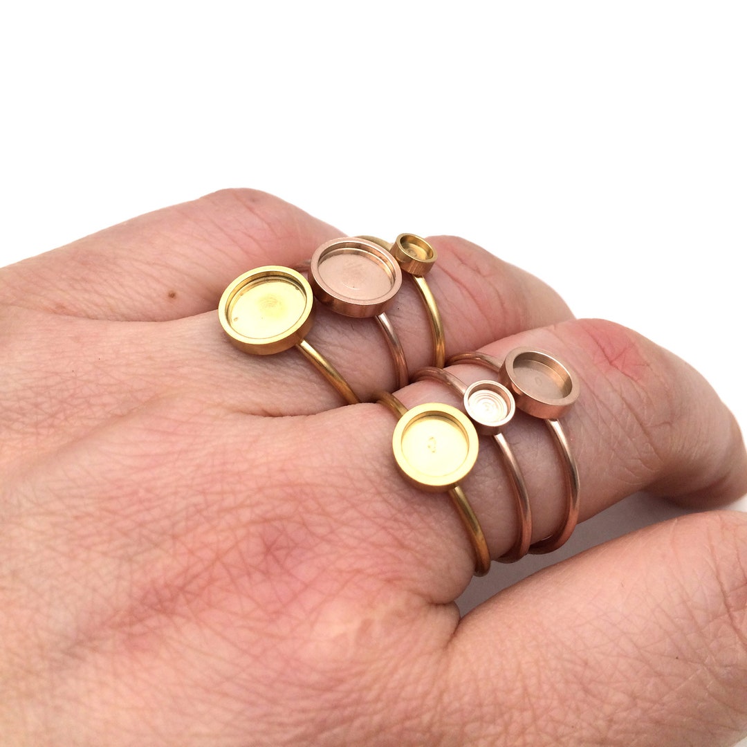 10/50pcs Open Stainless Steel Round Bezel Cup Ring Blank Cabochon ...