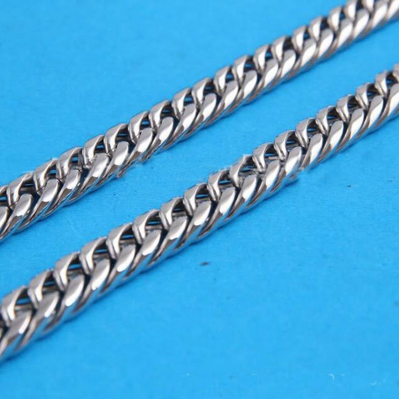 Stainless Steel Double Diamond Smooth Cut Curb Shape Chain 6.5mm Wide ...