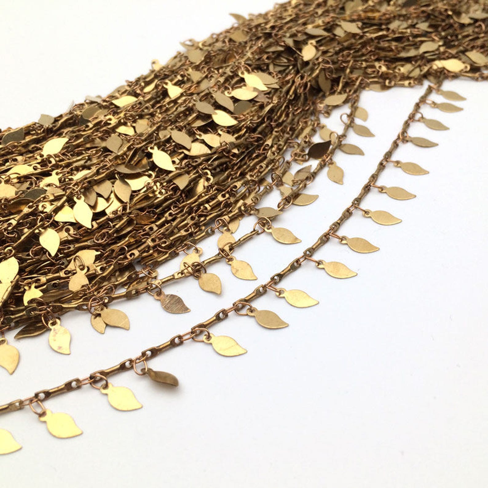2/10 Meters Raw Brass Bar Link Chain Leaf Drop Oval Link - Etsy