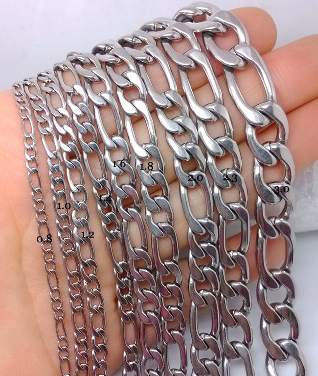 5/10 Meters Beveled Flat Figaro Stainless Steel Unfinished Chain From 0 ...