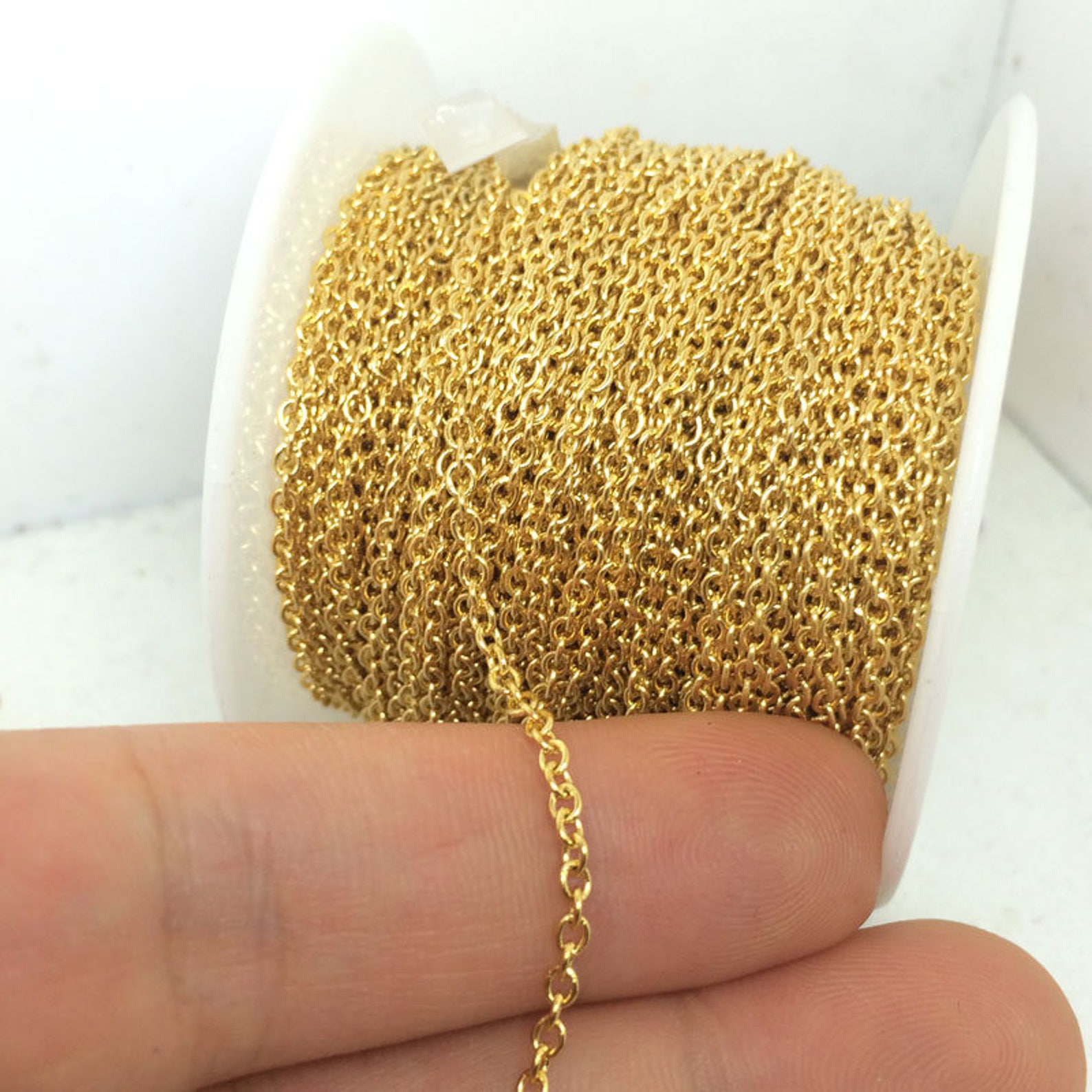 10/50meters Real Gold Plated Stainless Steel Round Cable Chain - Etsy