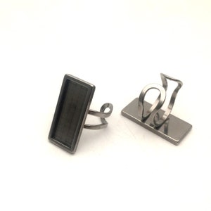 10/50pcs Solid Rectangle Stainless Steel Bezel Setting Ring Tray Blank ...