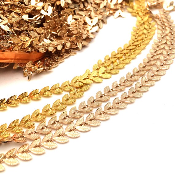 Rose Gold or Gold Rose Gold Textured Leaf Shape From Chevron | Etsy