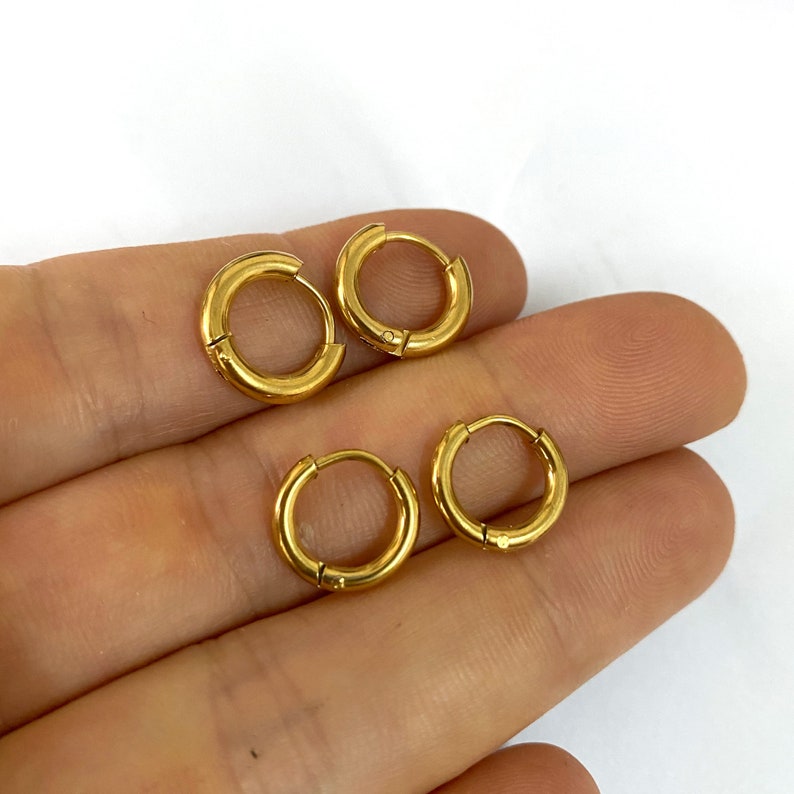 10 Pairs 18k Gold Plated Hoop Piercing Stainless Steel Hoop Earrings ...