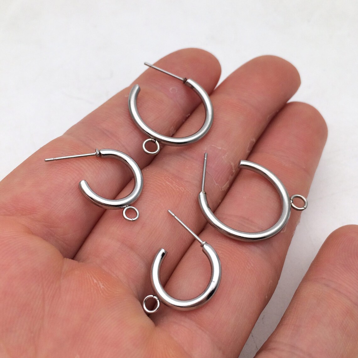 Minimalist 2.0mm thick Stainless Steel round open hoop with | Etsy