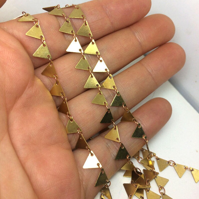 Raw Brass Triangle Chain Soldered Oval Links Beaded 6x6x6mm | Etsy