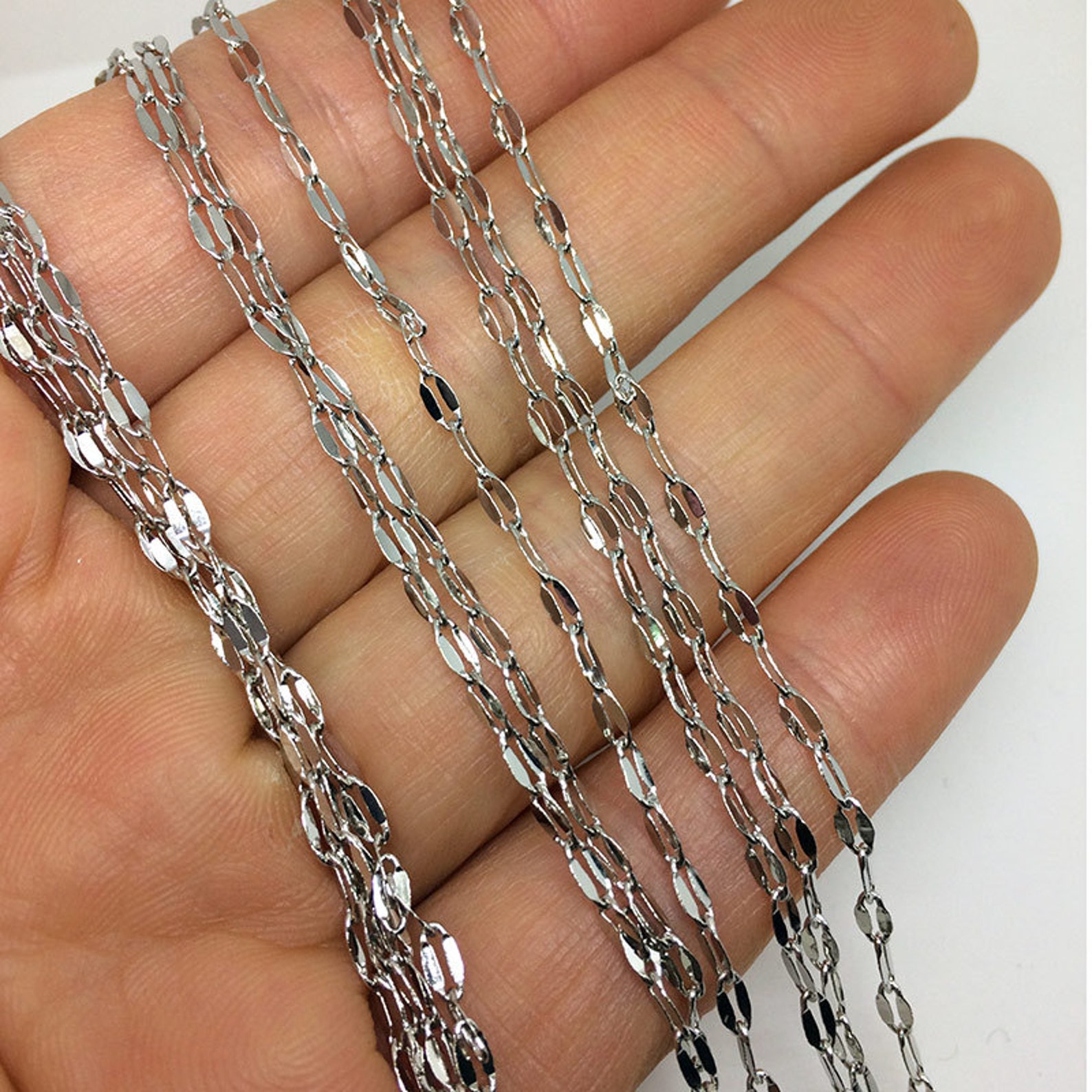 10/50 Yards Double Bar Link Chain Lips Shape Soldered Silver Gold Rose ...