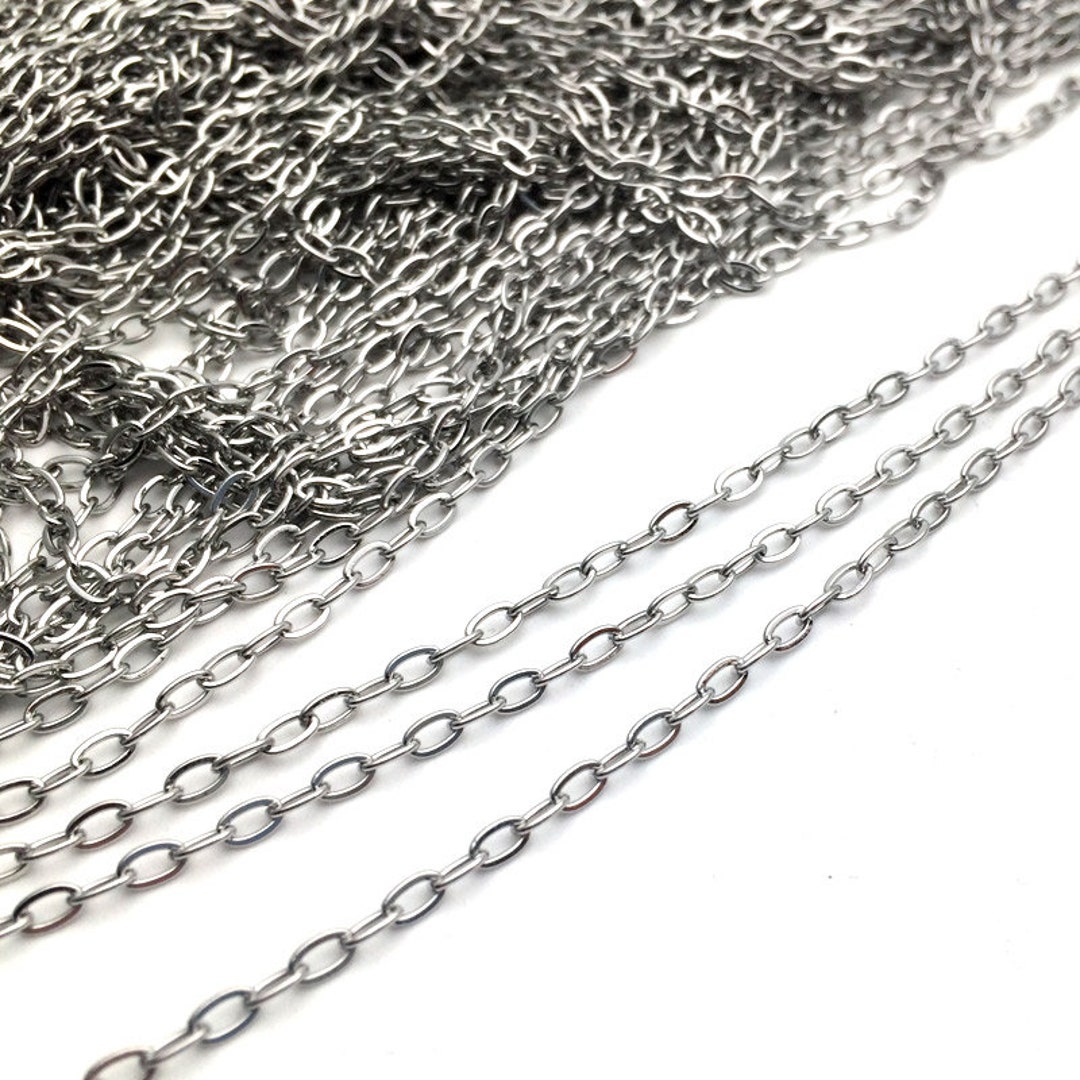 20/50 Meters Stainless Steel Soldered Long Flat Cable Chain Oval Link ...