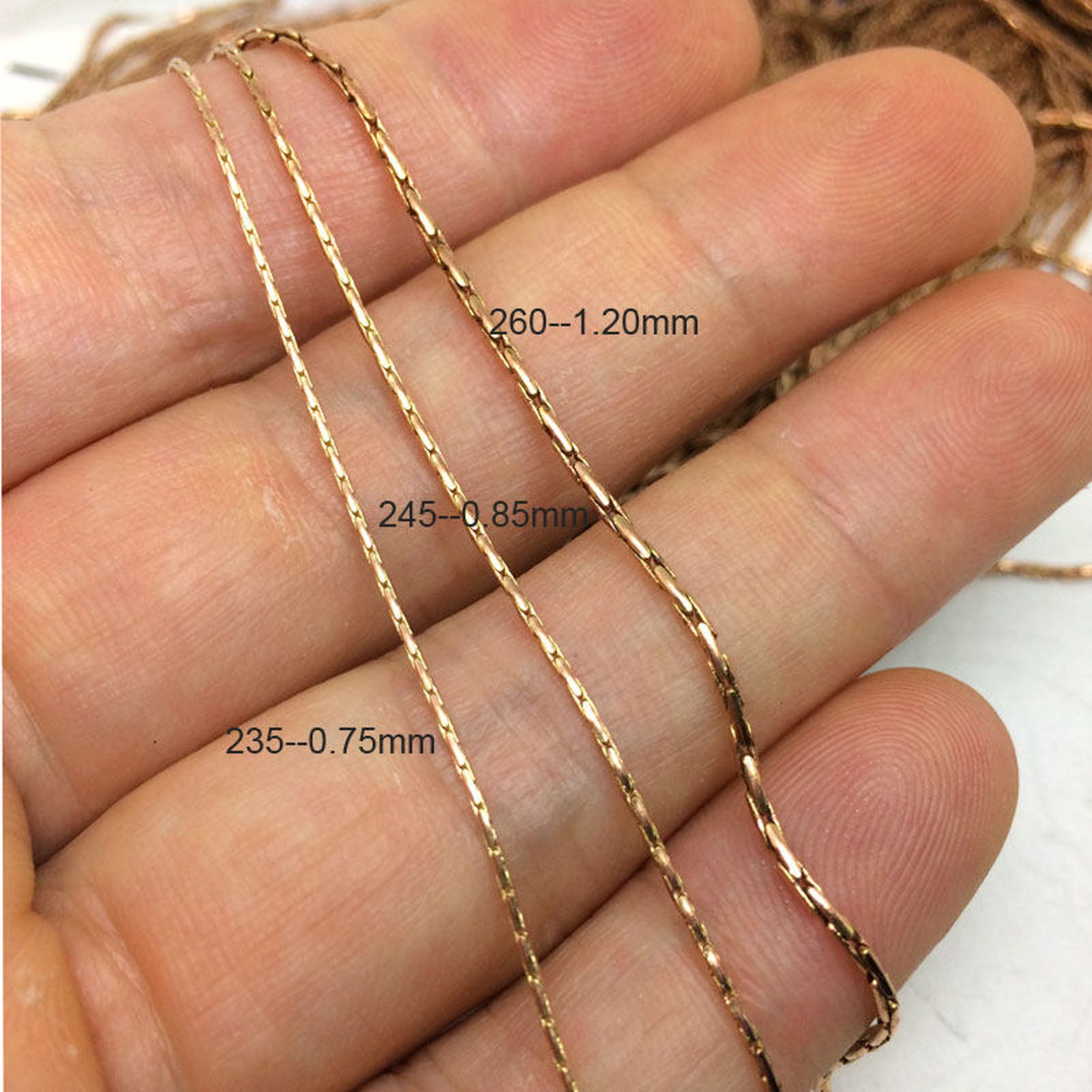 50 Yards Rounded Cobra Chain Brass Based Snake Chain Serpentine 3 Size ...