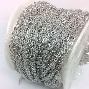 Stainless Steel Flat Cable Chain Oval Link Jewelry Making You Pick Size ...