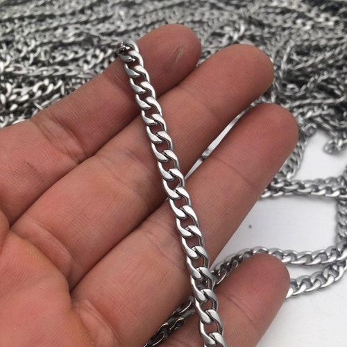 5/25 Meters 5.3x7.5mm Beveled Flat Curb Stainless Steel Chain - Etsy