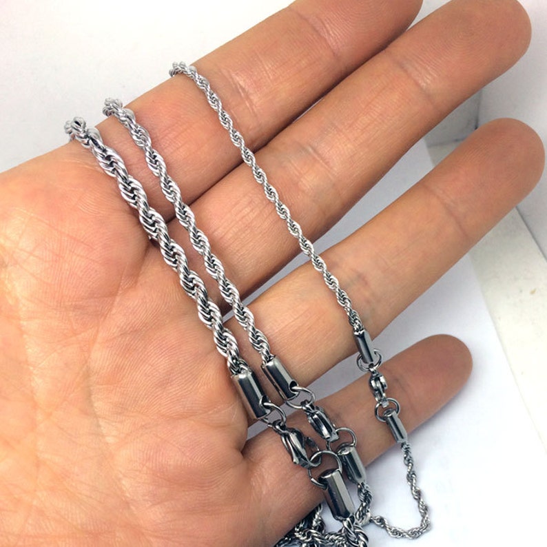 10pcs Silver Stainless Steel Rope Chain Necklace 2mm/3mm/4mm 18-24" - Etsy