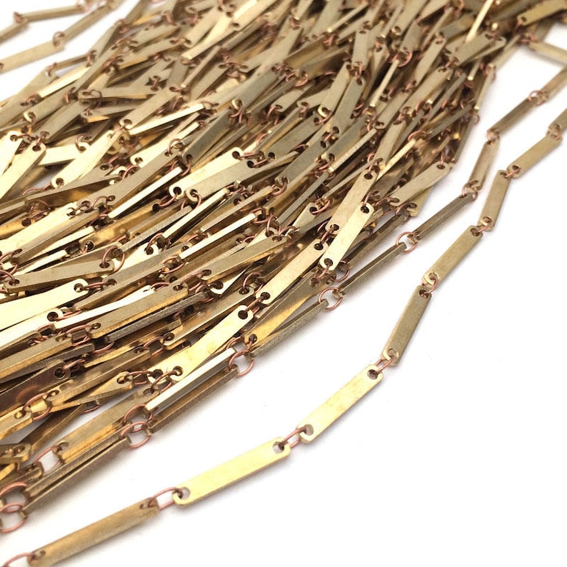2/10 Meters Solid Brass Rectangular Flat Blank Bar Link Chain Soldered ...