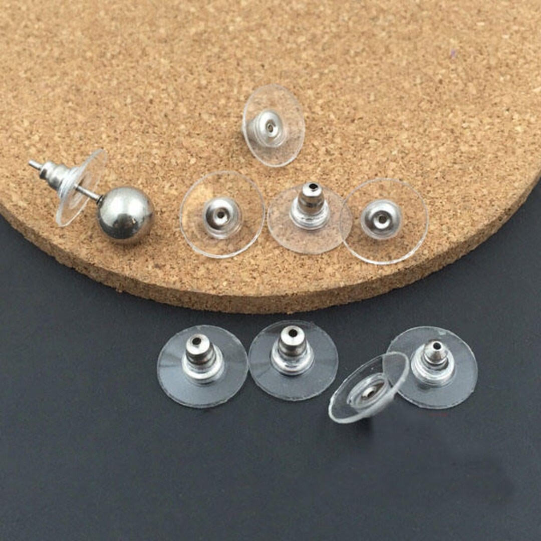 200pcs Stainless Steel Ear Nuts Stoppers Backs Earring Backing Large ...