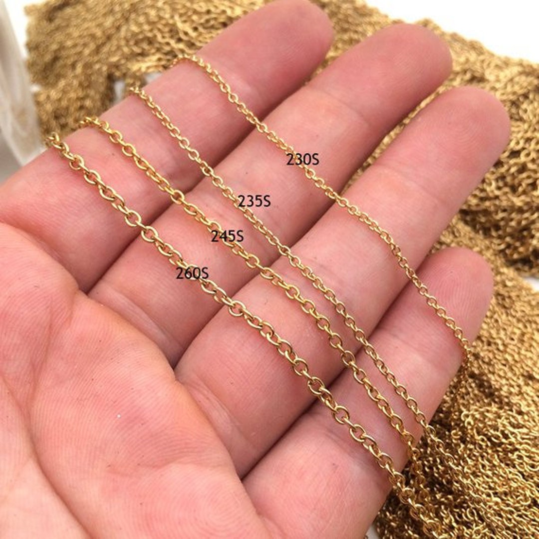 10/50meters Real Gold Plated Stainless Steel Round Cable Chain Oval ...