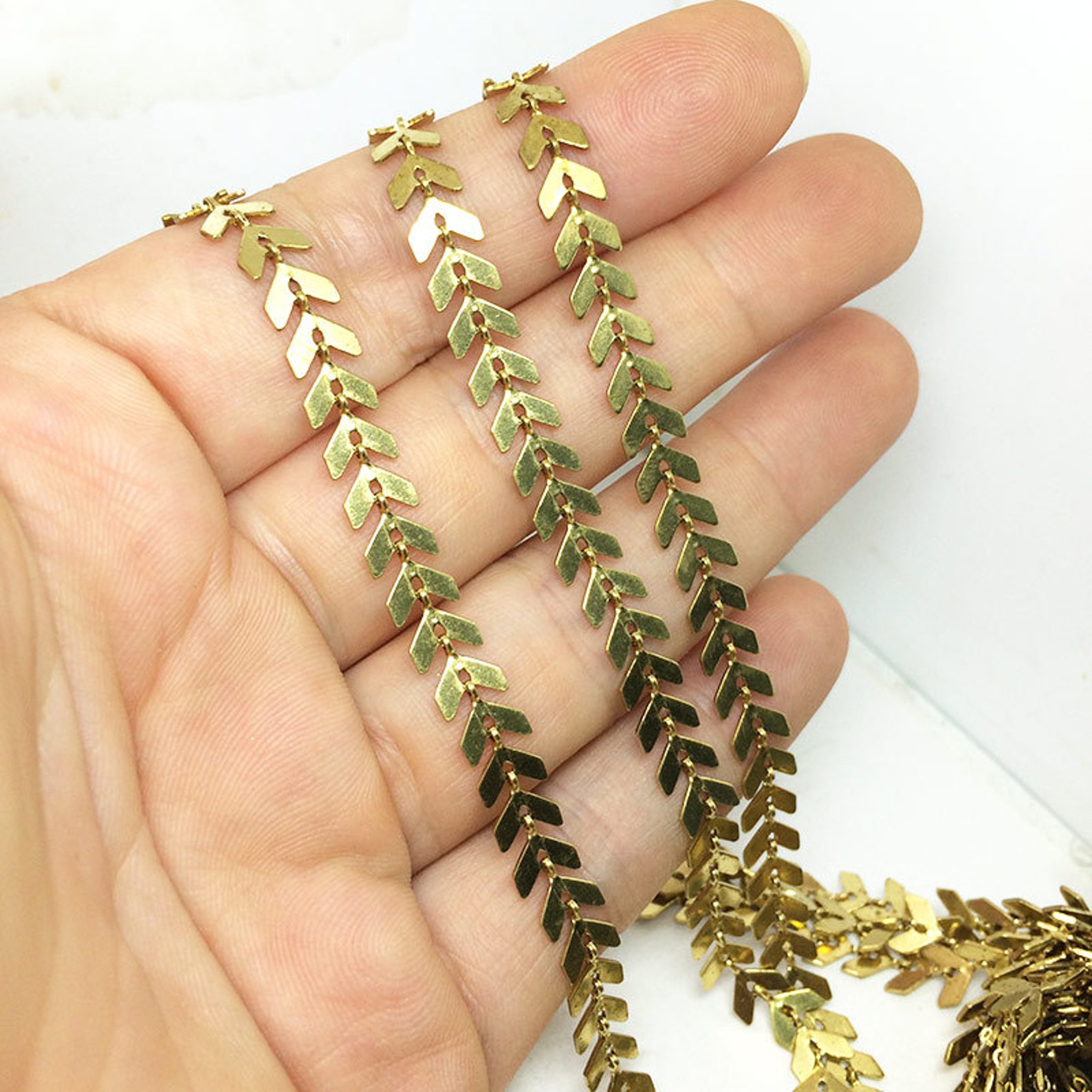 5 Yards Raw Brass Chevron Chain Fish Bone Findings Supplies - Etsy