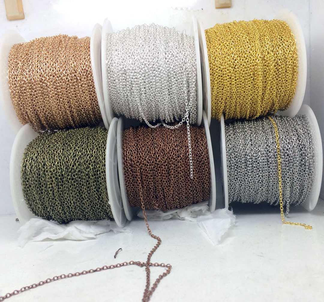 50 Yards Round Cable Chain Welded Soldered Oval Link Copper{brass ...