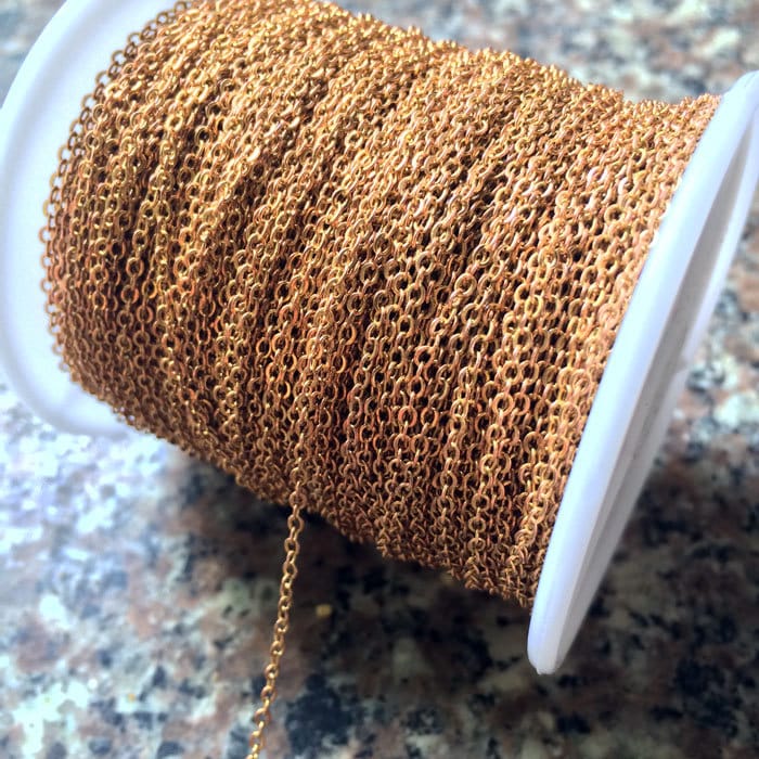 100 Yards Copper Based Raw Round Cable Chain Solderedoval Link | Etsy