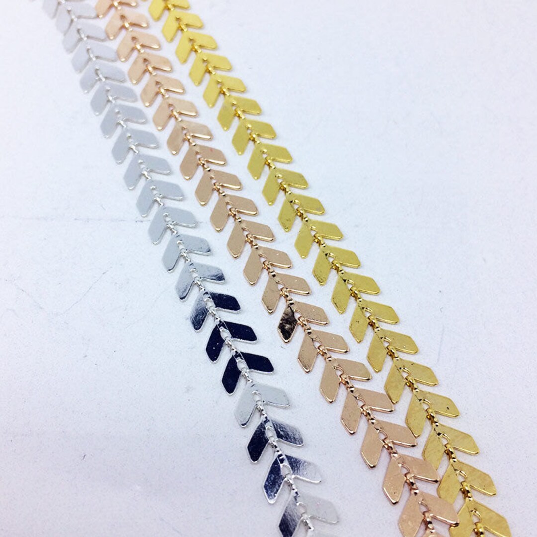 5 Yards Silver Rose Gold Chevron Chain Fish Bone Findings Supplies 6x6 ...