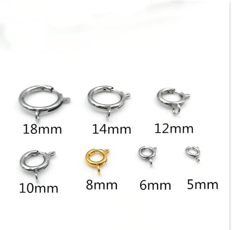 50 PCS Stainless Steel Spring Ring Clasp With Open Loop From 5mm to ...