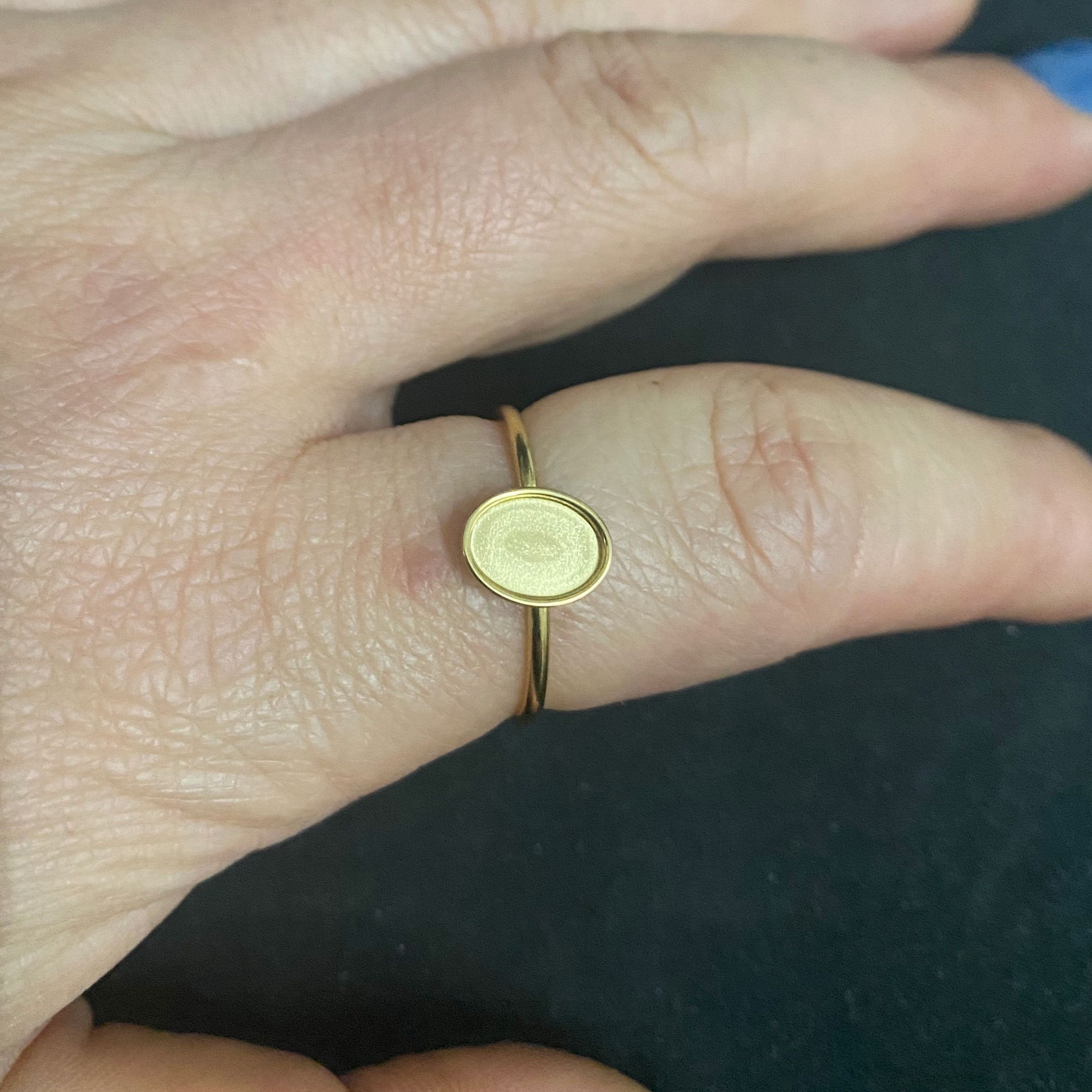 10/50pcs Open 18K Plated Stainless Steel Oval Bezel Cup Ring - Etsy