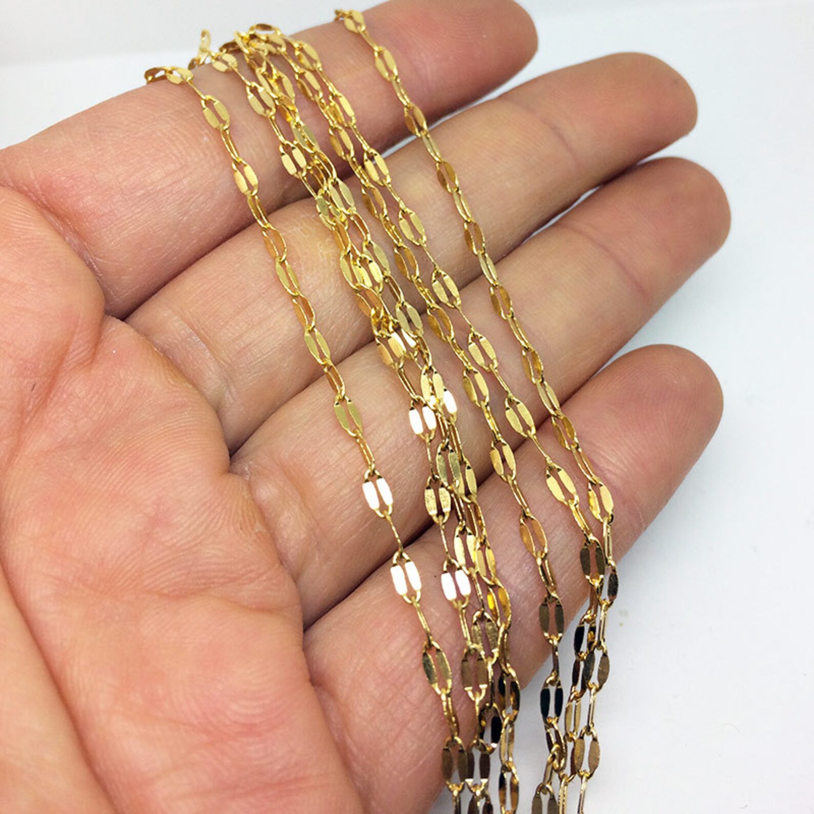 10/50 Yards Double Bar Link Chain Lips Shape Soldered Silver Gold Rose ...