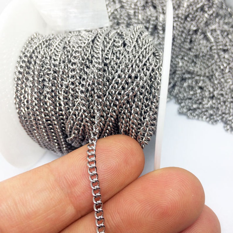 20/50meters Stainless Steel Round Curb Link Chain Thick Welded - Etsy