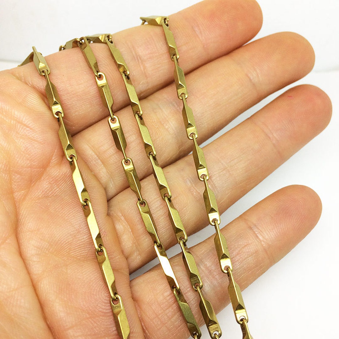 5 Yards Raw Brass Bar Link Chain 2.5x12mm - Etsy