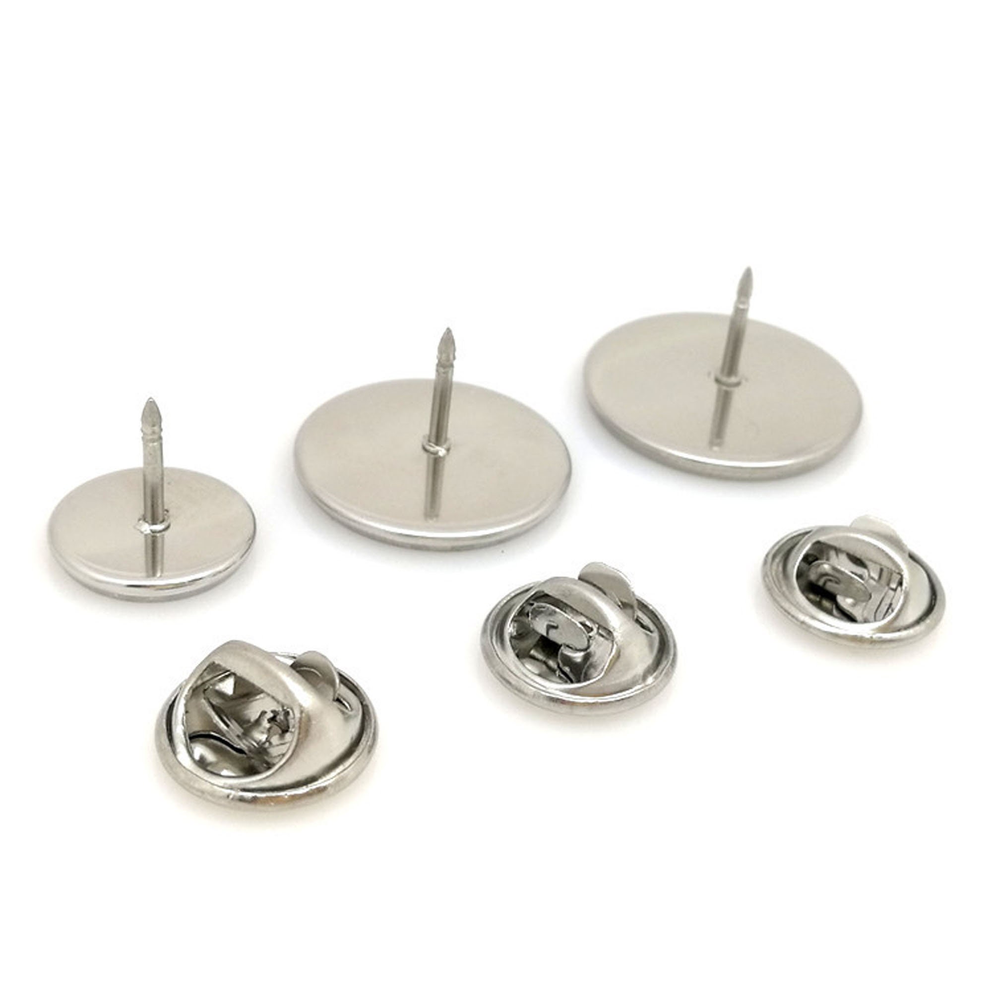 50/100pcs Stainless Steel Round Cabochon Brooch Base Settings Fit 12/16 ...
