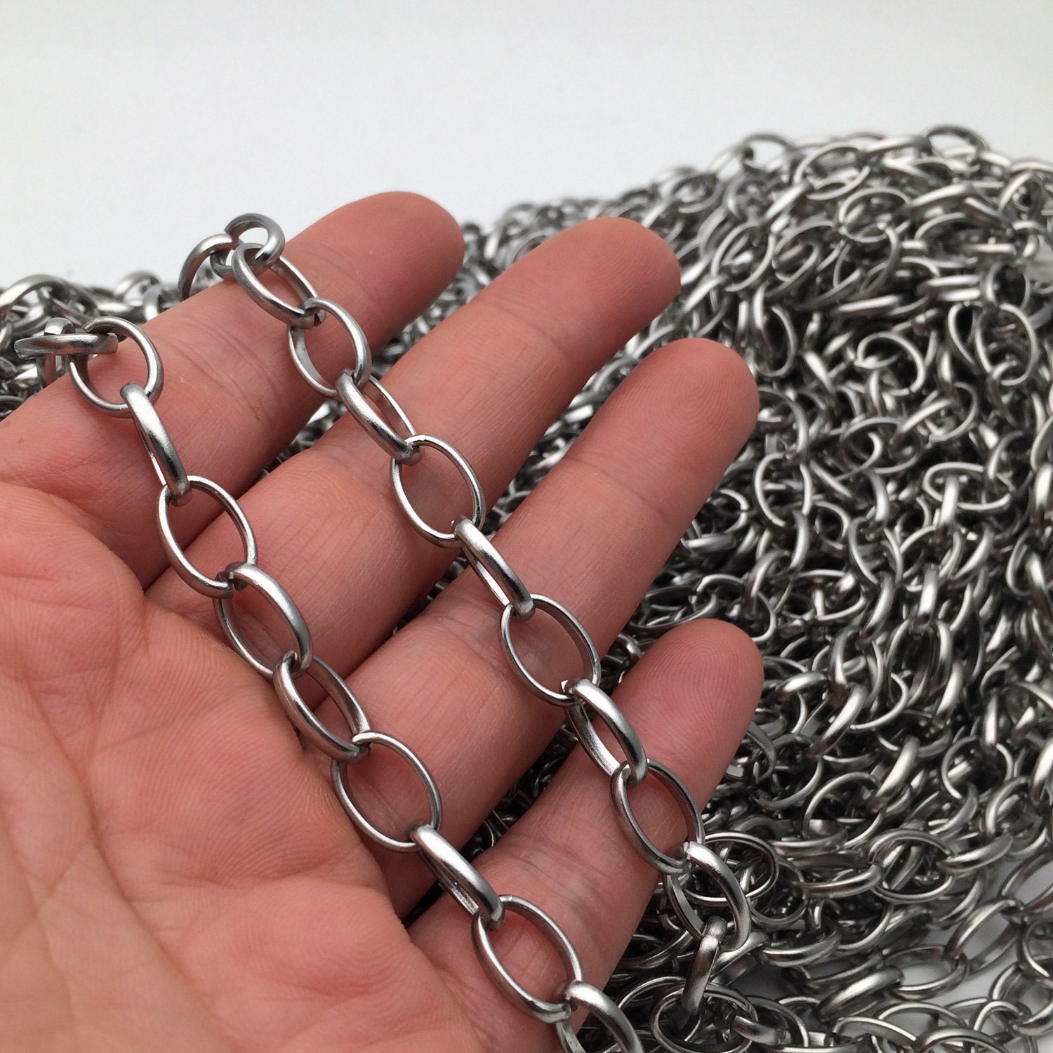 5/20 Meters Stainless Steel Flat Inside Drawn Cable Chain Oval | Etsy