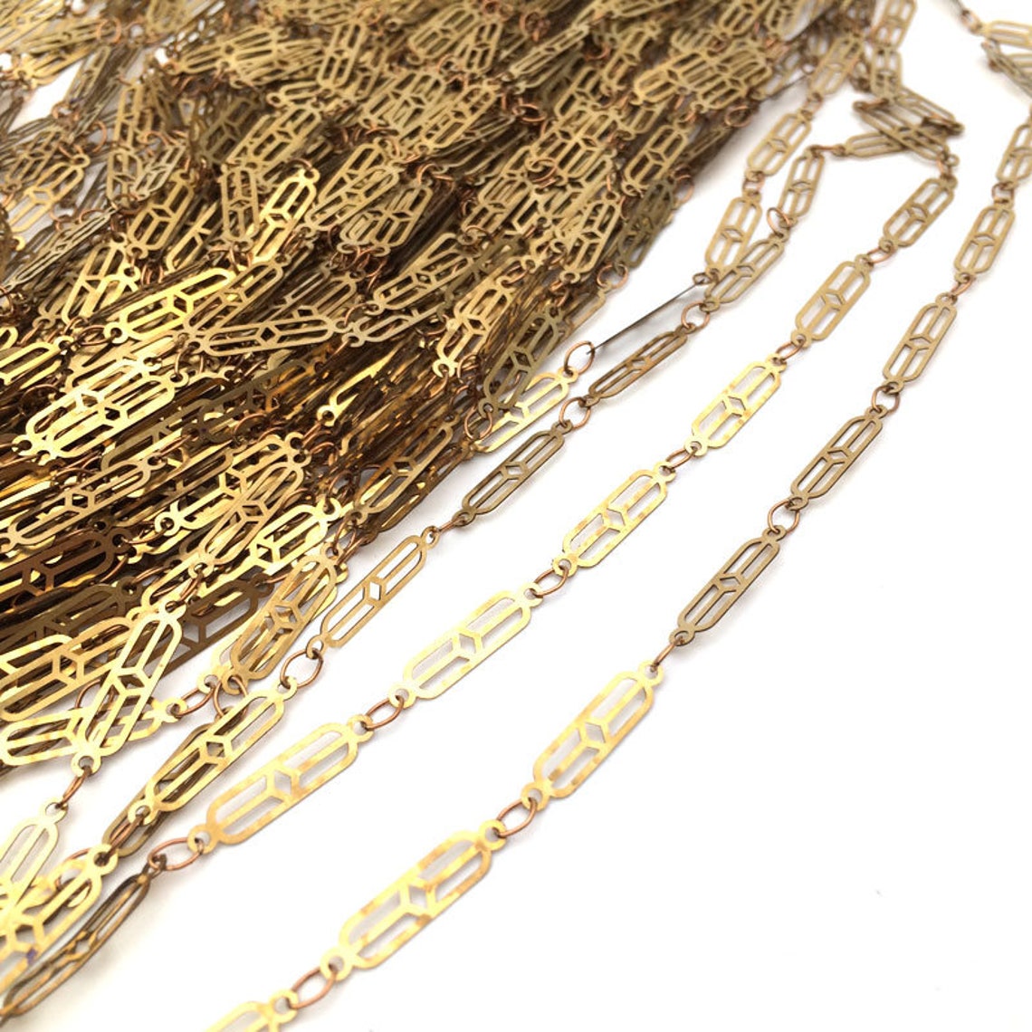 Raw Brass Laser Filigree Chains Bar Chain Soldered Link - Etsy