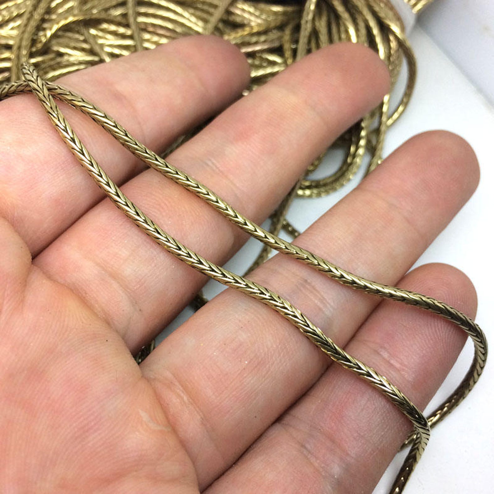 2/5 Meters Round Fox Tail Snake Chain Raw Brass 2.0mm Jewelry | Etsy