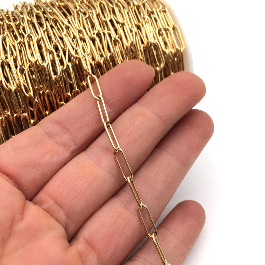 5/25meters 18K Plated Stainless Steel Long Rectangle Soldered Link ...