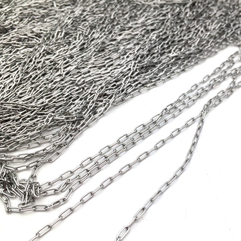 Stainless Steel Rectangle Long ROUND Wire Cable Chain Oval - Etsy